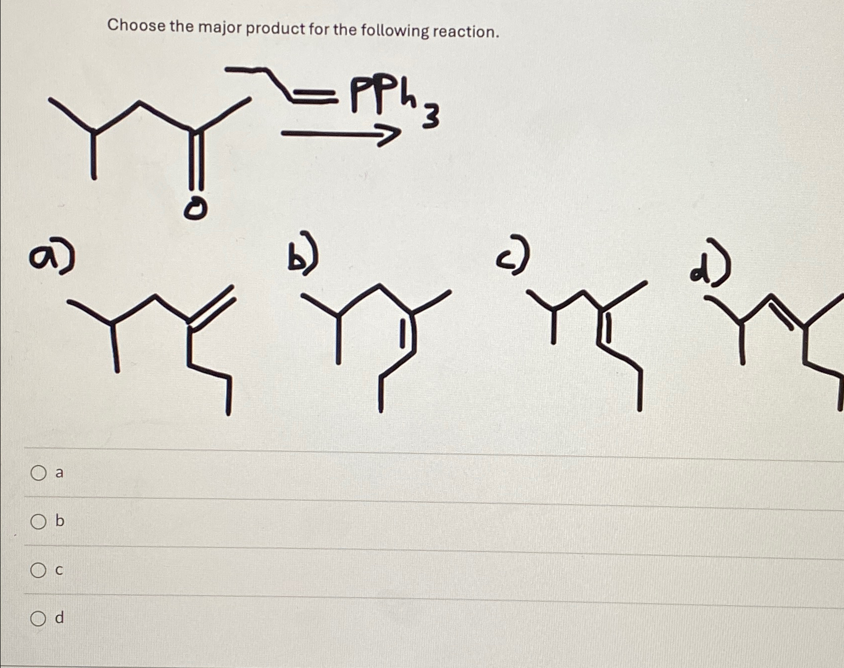 Solved Choose the major product for the following reaction. | Chegg.com