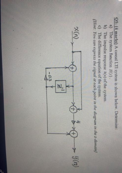 Solved 95: (marks) A causal LTL system is shown below. | Chegg.com Solved 95: (marks) A causal LTL system is shown below. | Chegg.com
