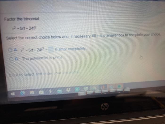 Solved Factor the trinomial 2-54-24R Select the correct | Chegg.com
