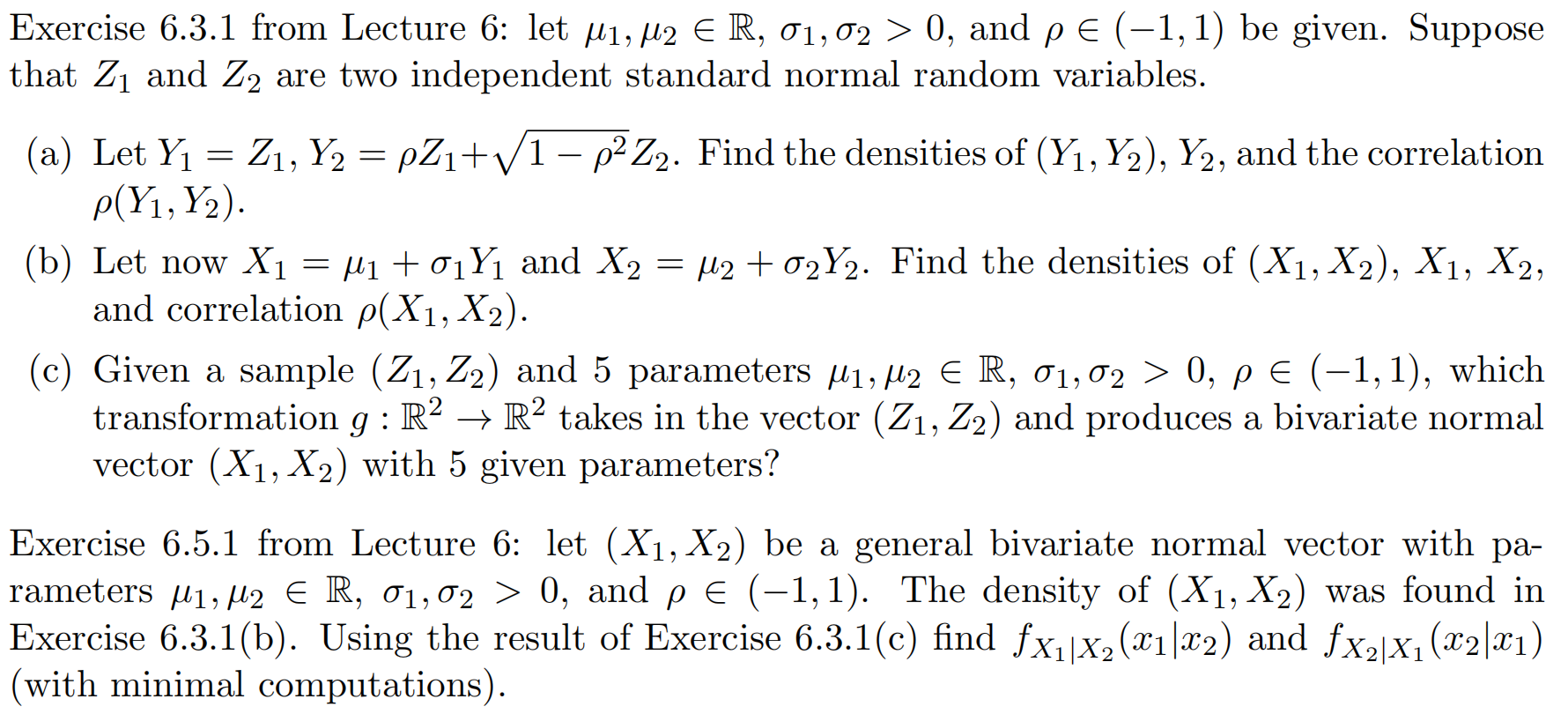 Solved (c) ﻿Given a sample (Z1,Z2) ﻿and 5 ﻿parameters | Chegg.com