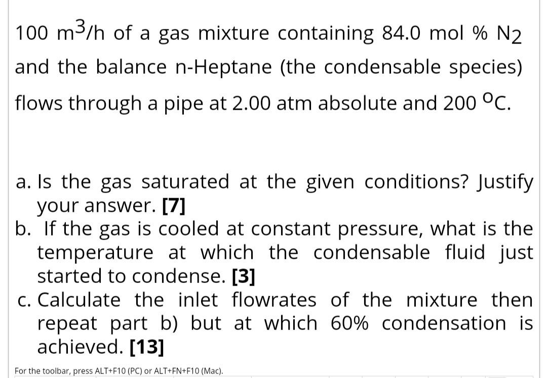 Solved 100 m3/h of a gas mixture containing 84.0 mol % N2 | Chegg.com