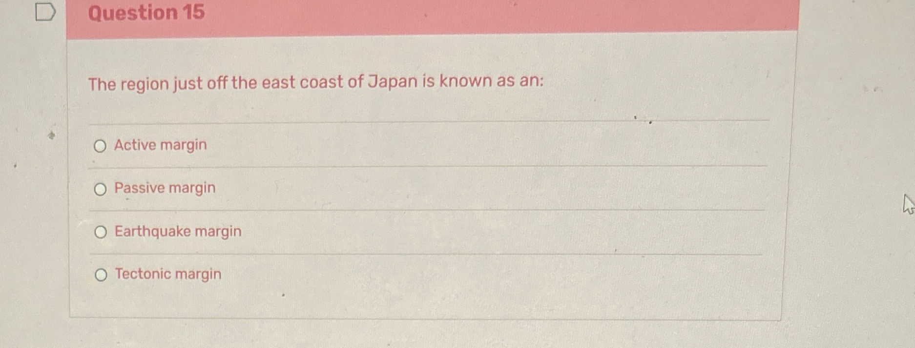 Solved Question 15The region just off the east coast of | Chegg.com