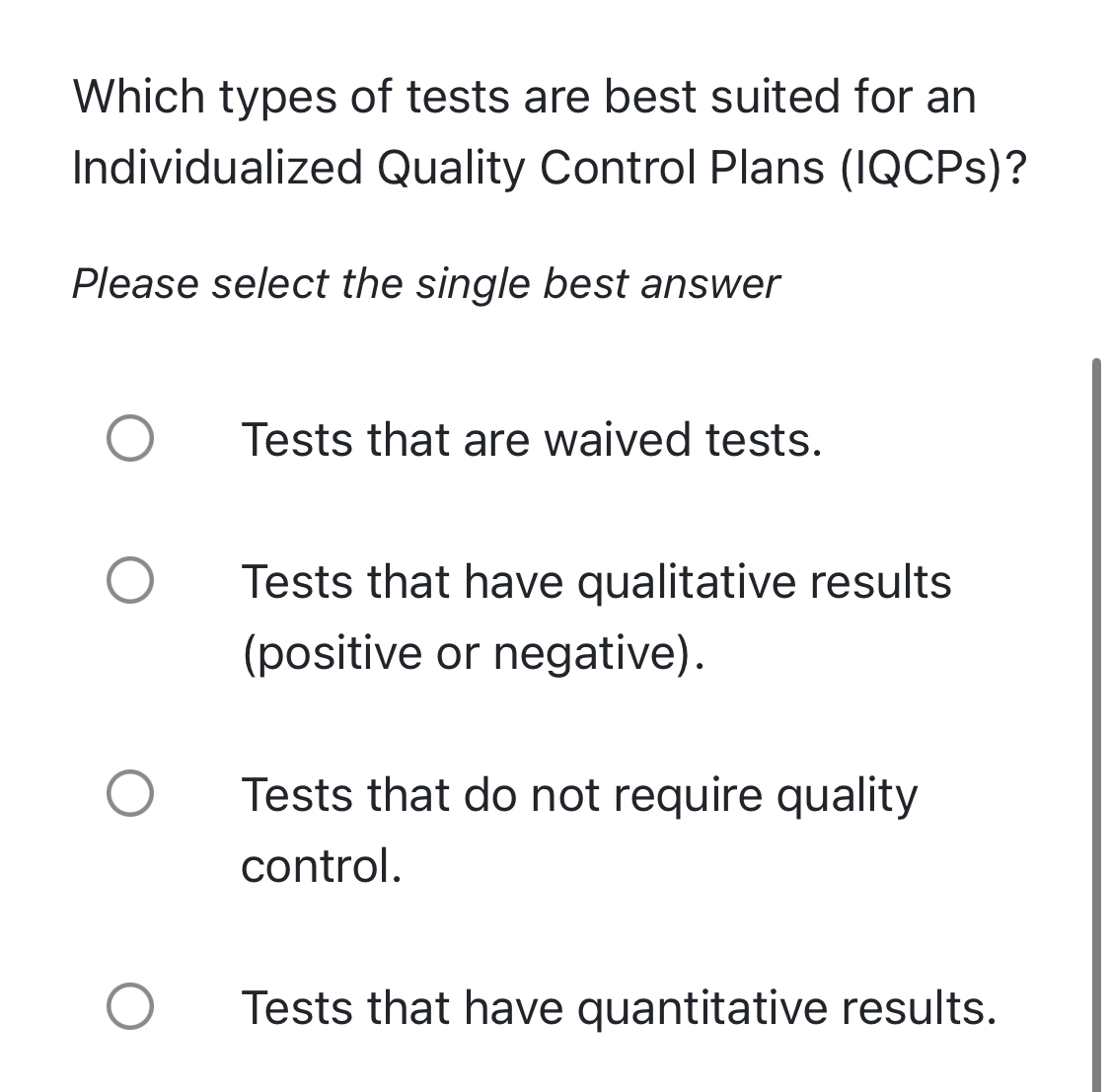 Solved Which types of tests are best suited for an | Chegg.com
