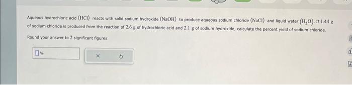 [Solved]: Aqueous hydrochloric acid ( HCl) reacts with soli