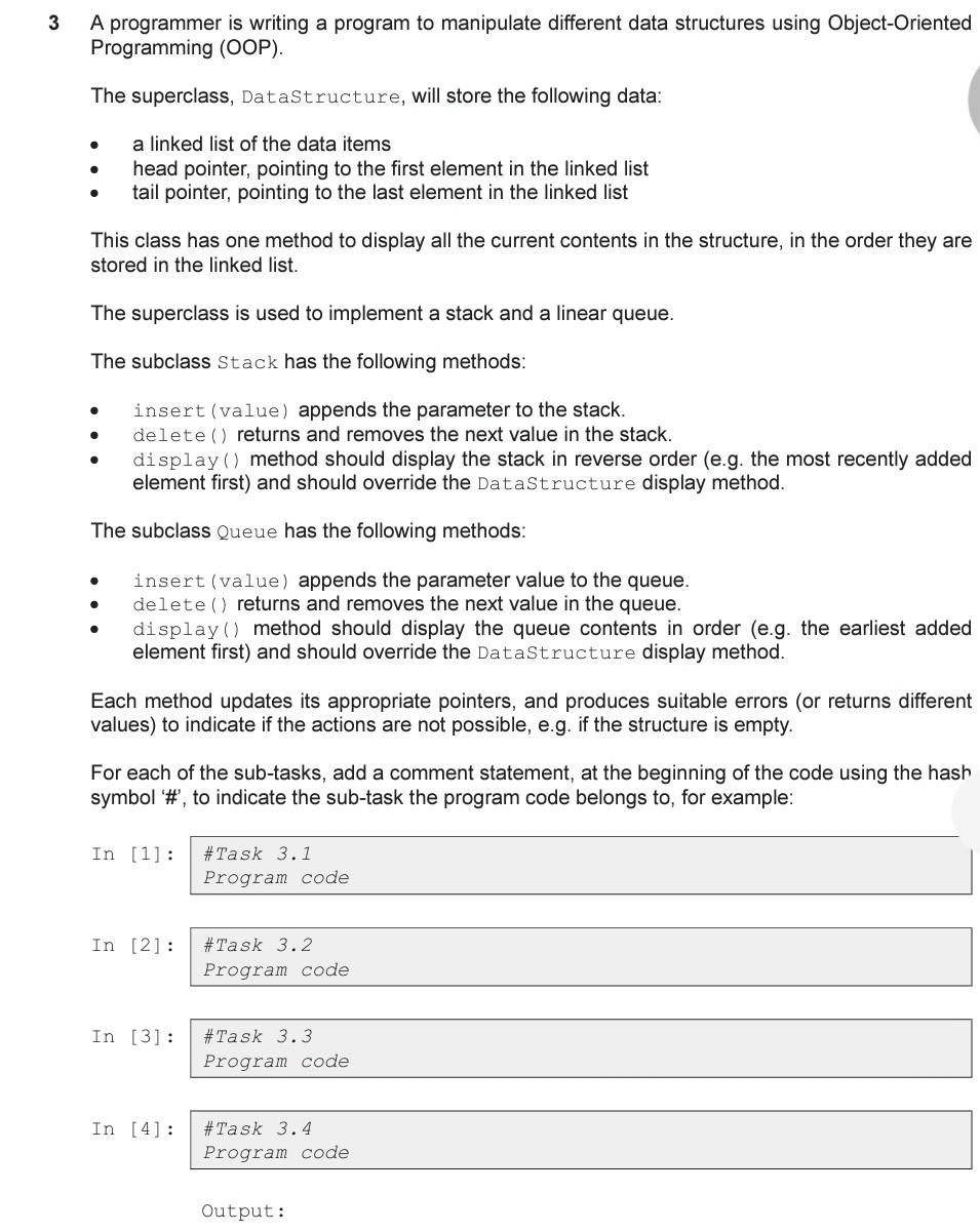Solved 3 A programmer is writing a program to manipulate | Chegg.com