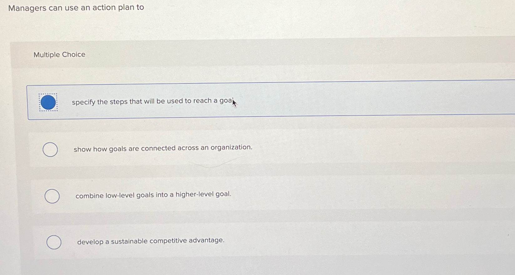 Solved Managers can use an action plan toMultiple | Chegg.com