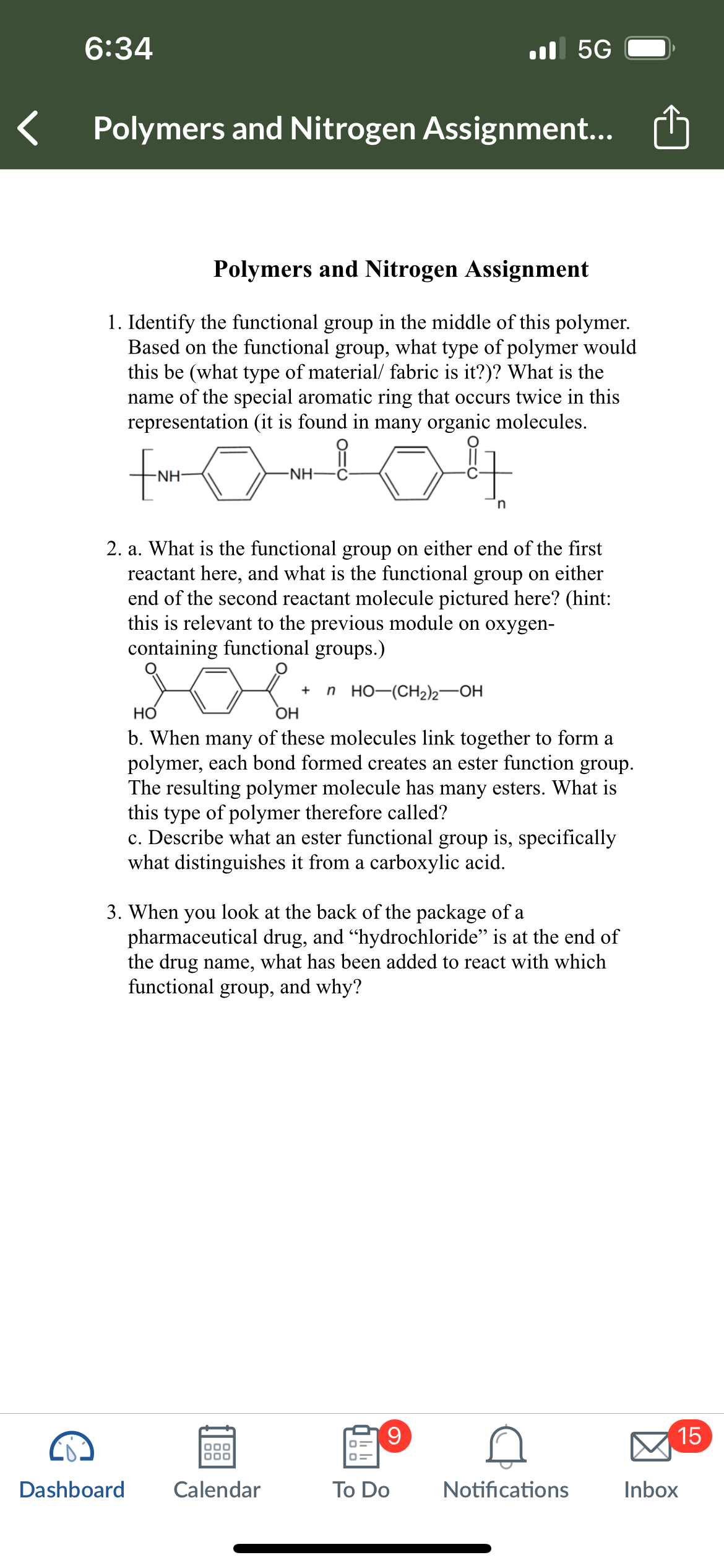 Solved 6:34.ul 5G Polymers and Nitrogen | Chegg.com
