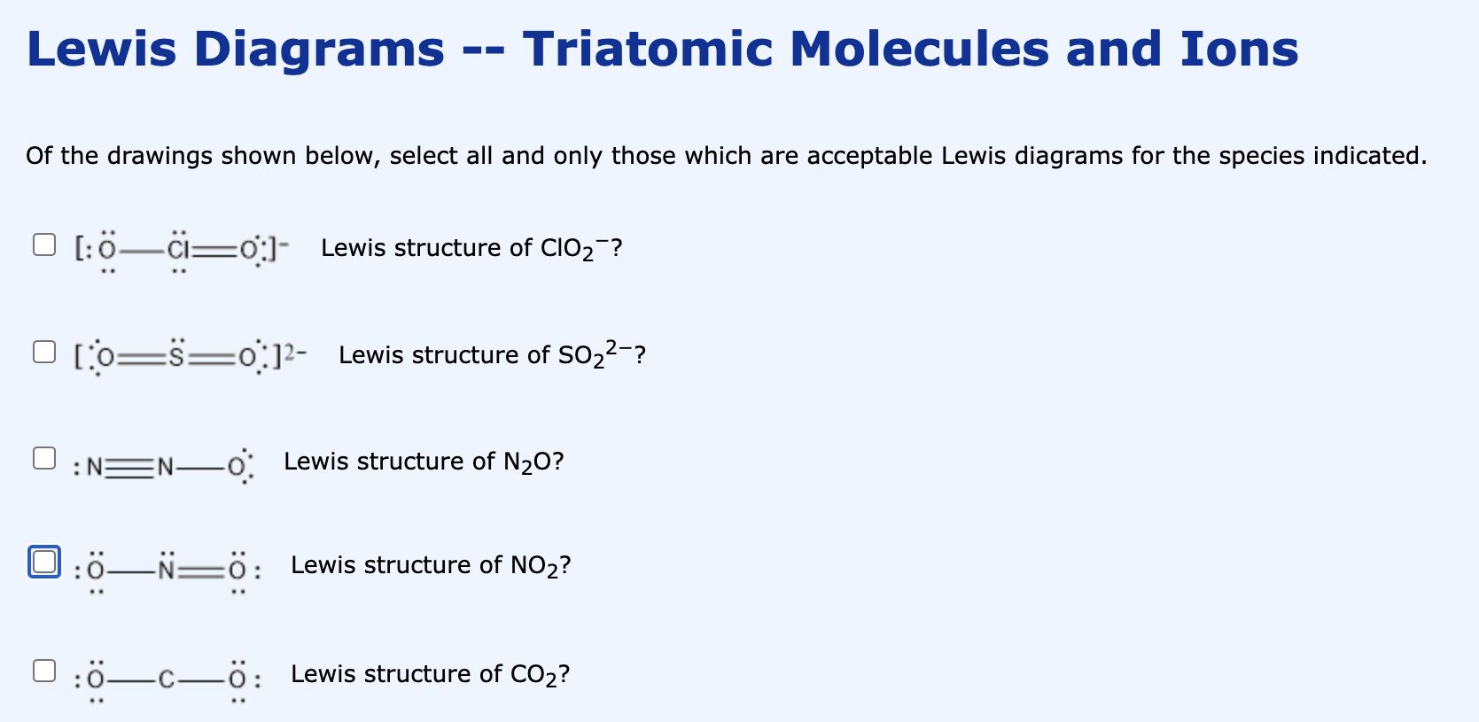 Solved Lewis Diagrams -- ﻿Triatomic Molecules and IonsOf the | Chegg.com