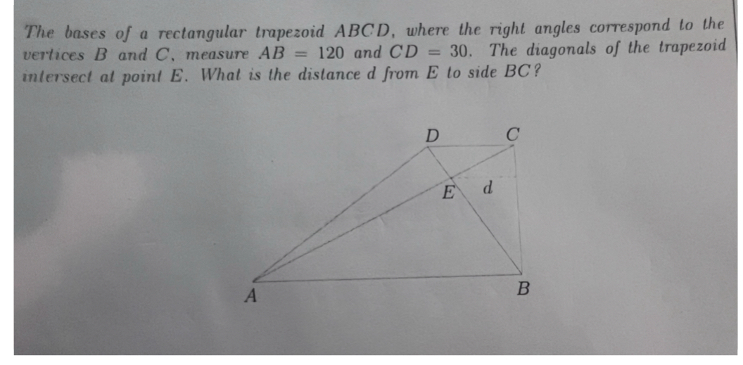 Solved The bases of a rectangular trapezoid ABCD, where the | Chegg.com
