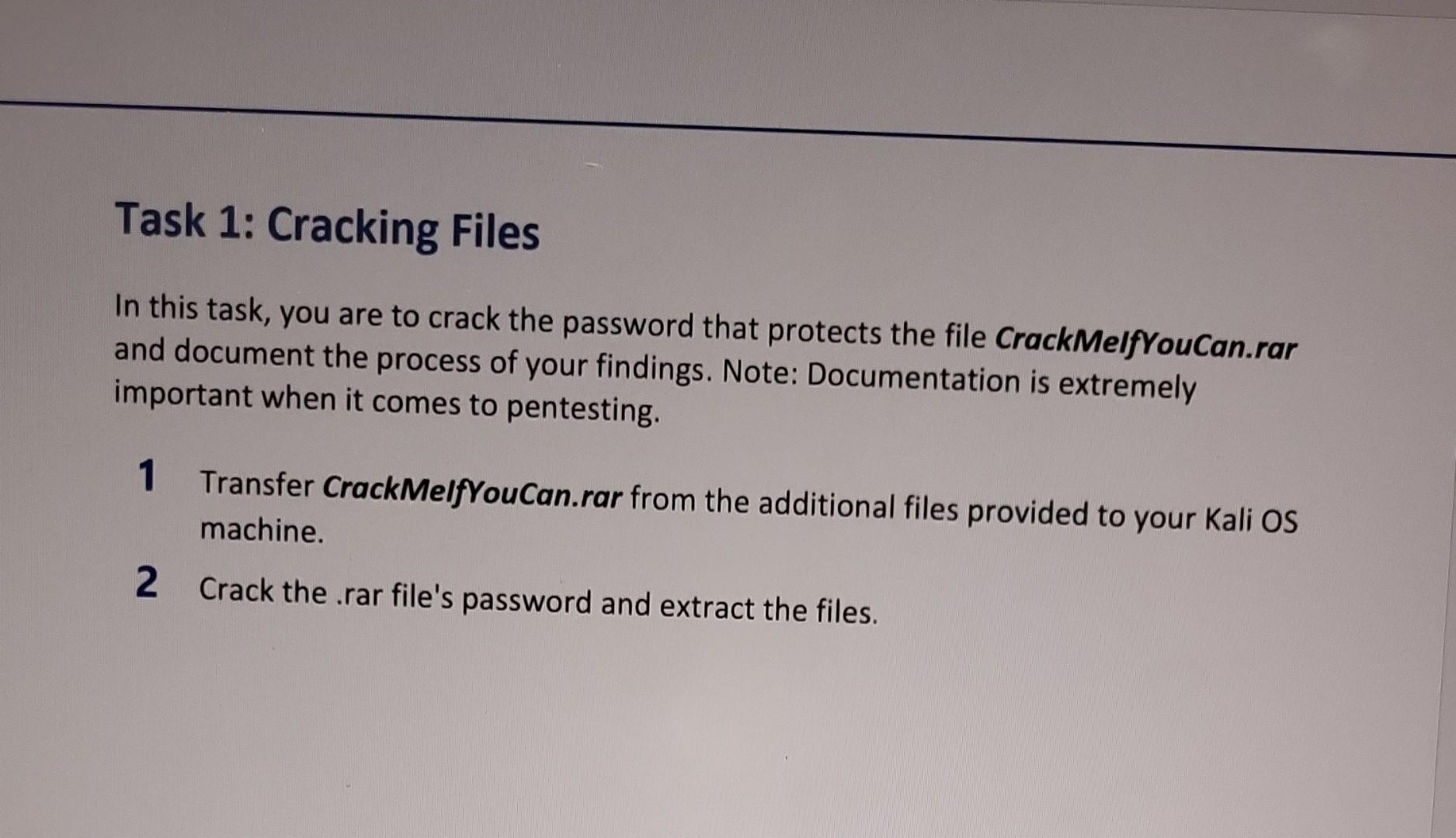 Solved Task 1: Cracking Files In this task, you are to crack | Chegg.com