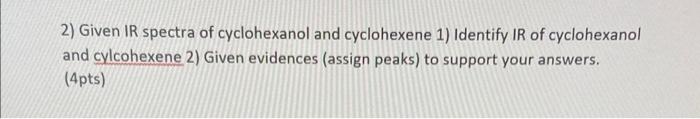 Solved 2) Given IR spectra of cyclohexanol and cyclohexene | Chegg.com