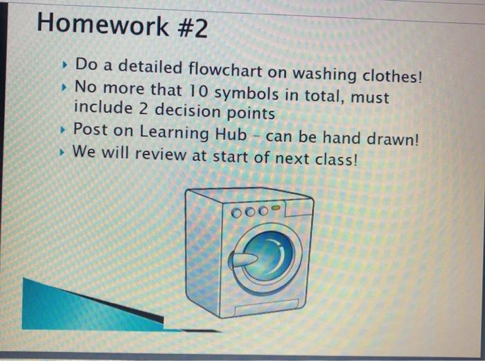 Solved Homework #2 Do a detailed flowchart on washing | Chegg.com