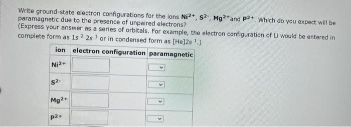 Solved Write Ground State Electron Configurations For The