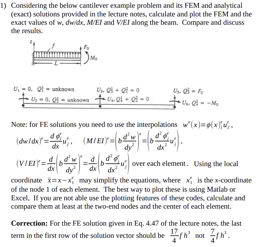 Solved Considering the below cantilever example problem and | Chegg.com