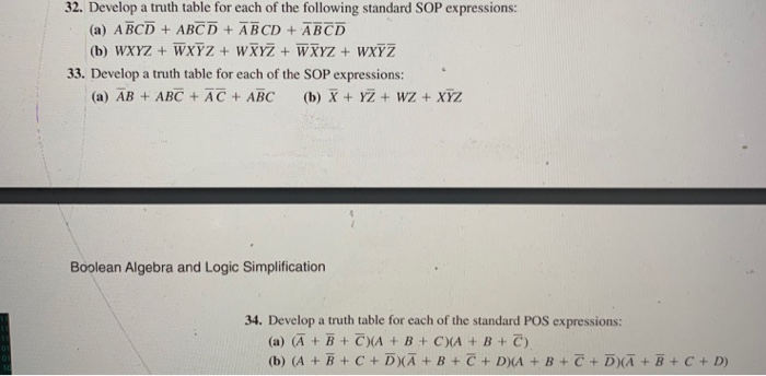 Solved 32. Develop a truth table for each of the following | Chegg.com