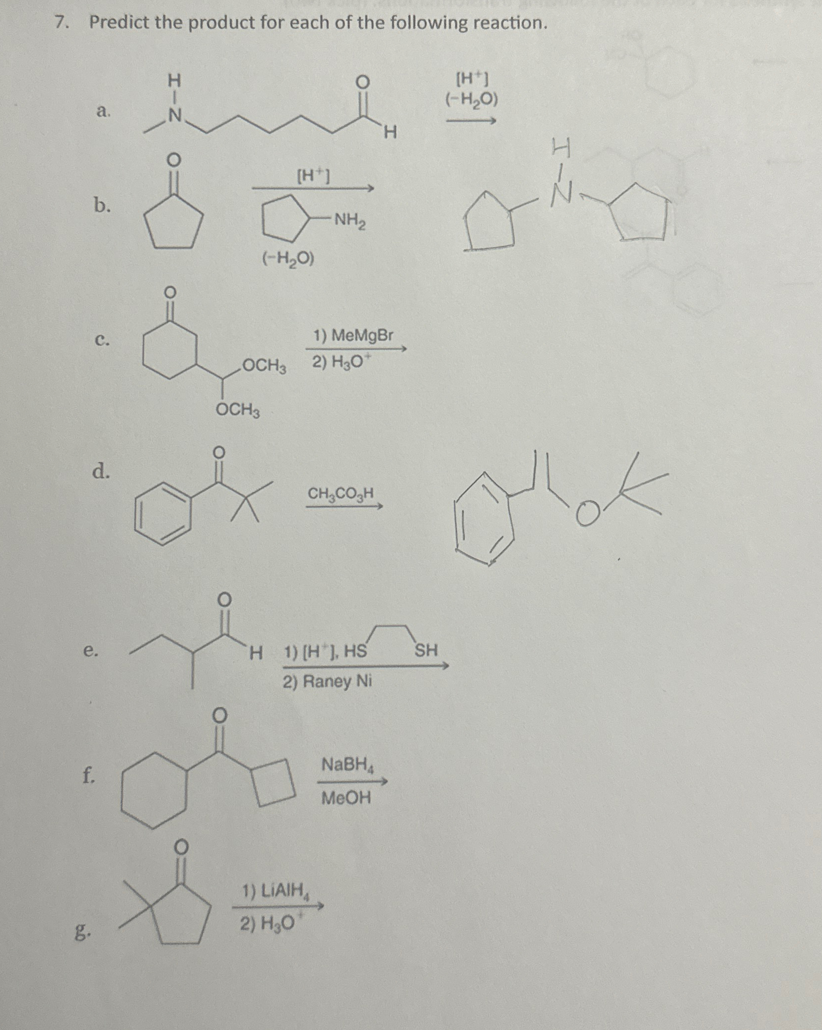 Solved Predict the product for each of the following | Chegg.com