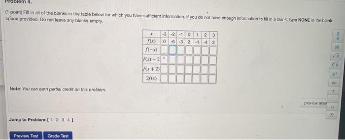 Solved Problem 4. (1 point) Fill in all of the blanks in the | Chegg.com
