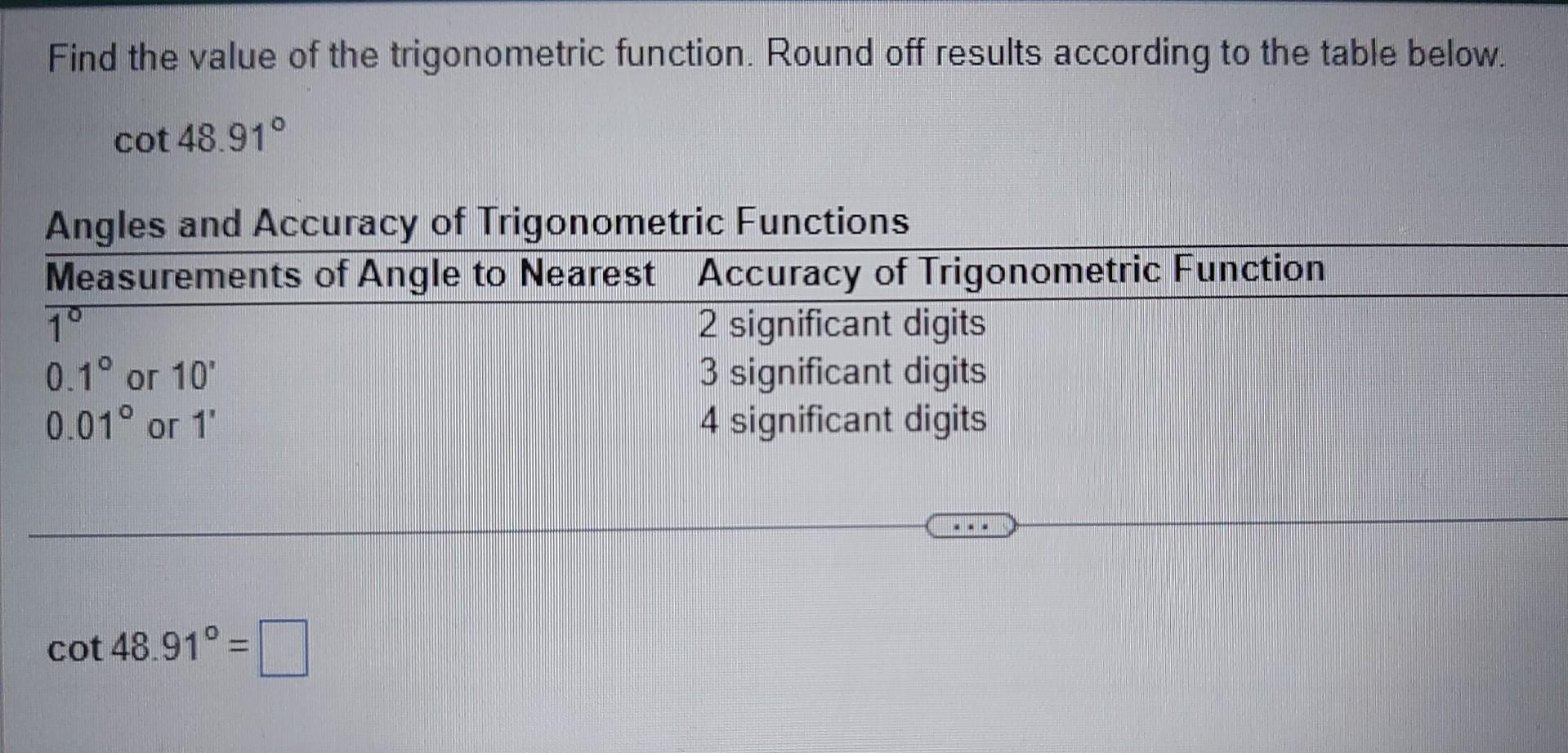 Solved Find the value of the trigonometric function. Round | Chegg.com