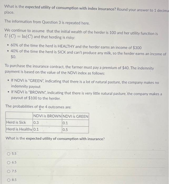 Solved Now let's add an index insurance contract similar to | Chegg.com