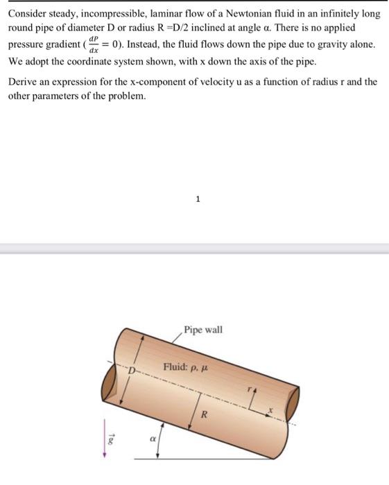 Solved Consider steady, incompressible, laminar flow of a | Chegg.com