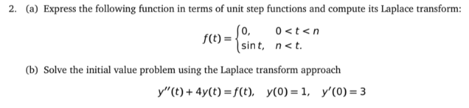 Solved (a) Express the following function in terms of unit | Chegg.com