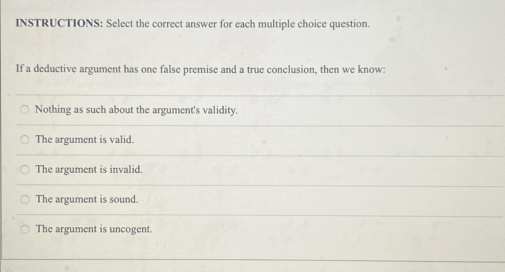 Solved INSTRUCTIONS: Select the correct answer for each | Chegg.com
