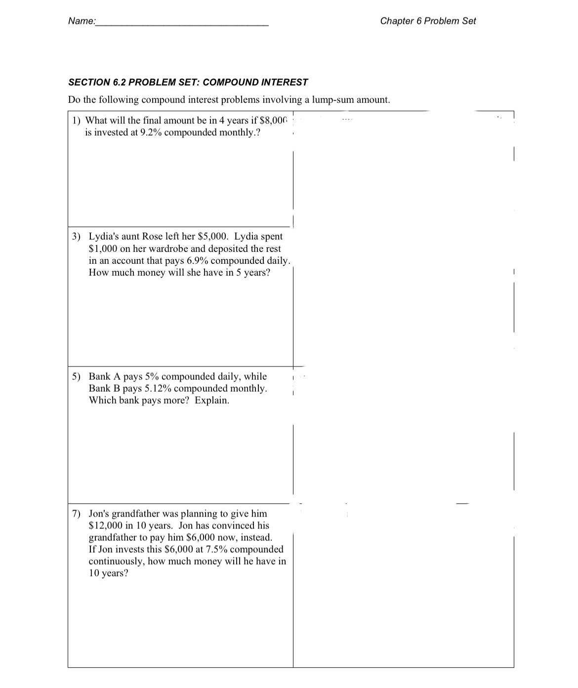 Solved NameChapter 6 ﻿Problem SetSECTION 6.2 ﻿PROBLEM SET: | Chegg.com
