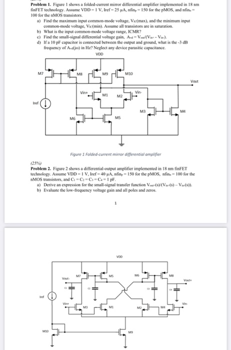 Problem 1. Figure 1 shows a folded-current mirror | Chegg.com