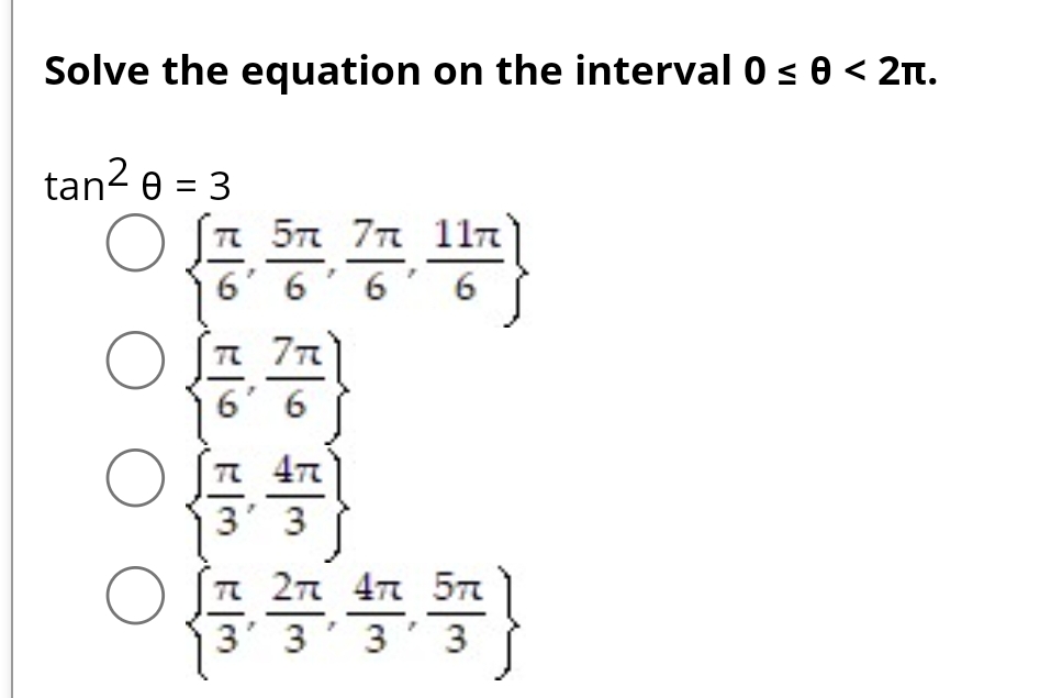 Solved Solve the equation on the interval | Chegg.com