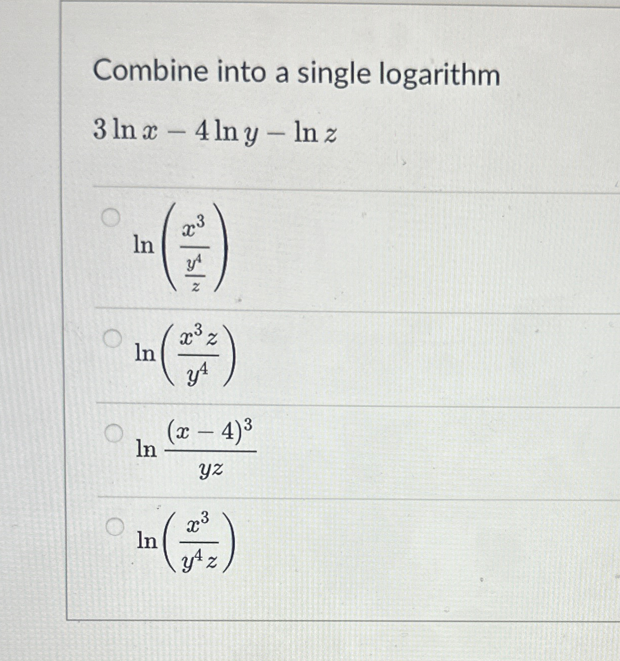 Solved Combine into a single logarithm | Chegg.com