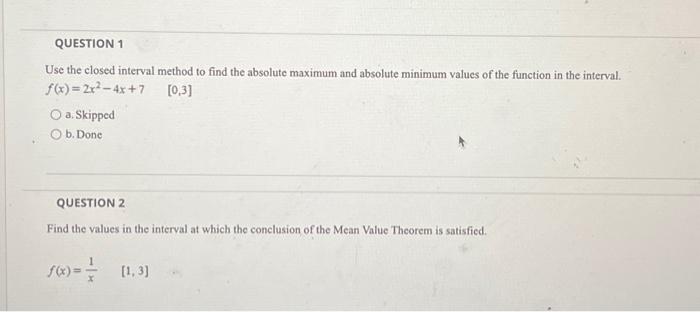 Solved Use the closed interval method to find the absolute | Chegg.com