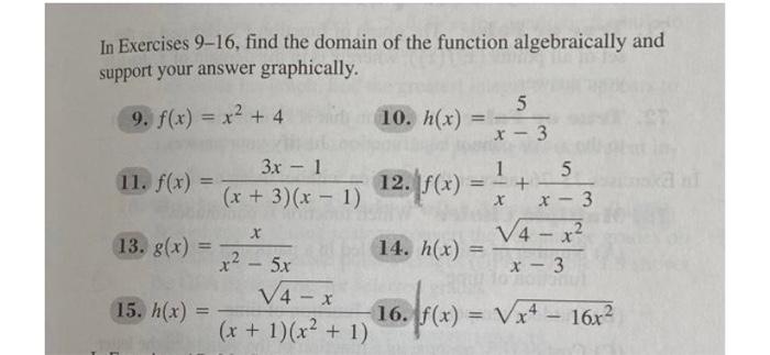 Solved In Exercises 9-16, find the domain of the function | Chegg.com