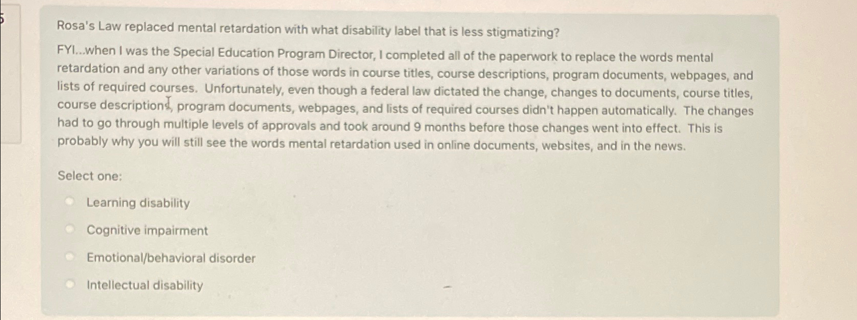 Solved Rosa's Law replaced mental retardation with what | Chegg.com