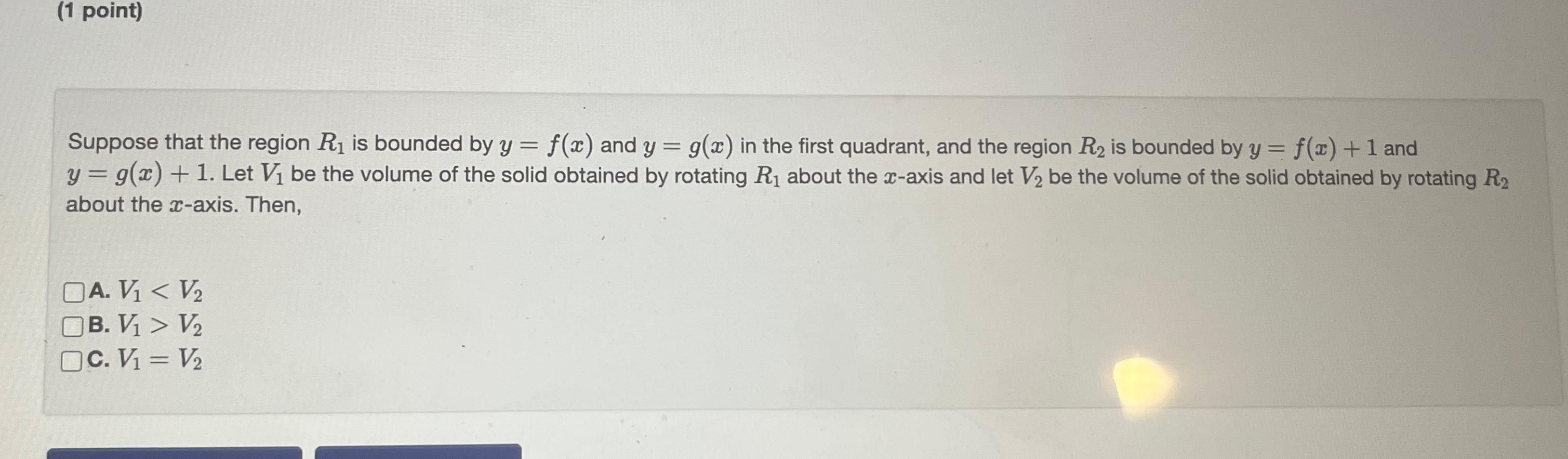Solved (1 ﻿point)Suppose that the region R1 ﻿is bounded by | Chegg.com