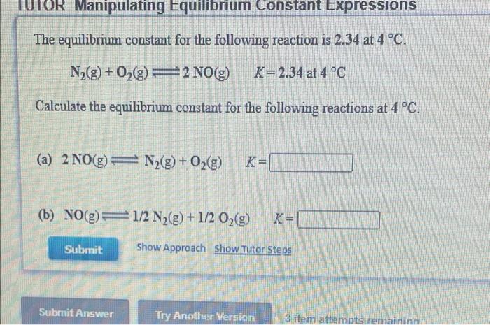 Solved VIOR Manipulating Equilibrium Constant Expressions | Chegg.com