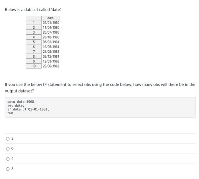 Solved If you use the below IF statement to select obs using | Chegg.com