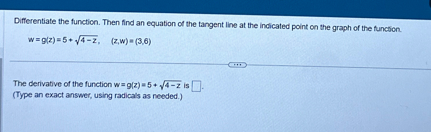 Solved Differentiate the function. Then find an equation of | Chegg.com