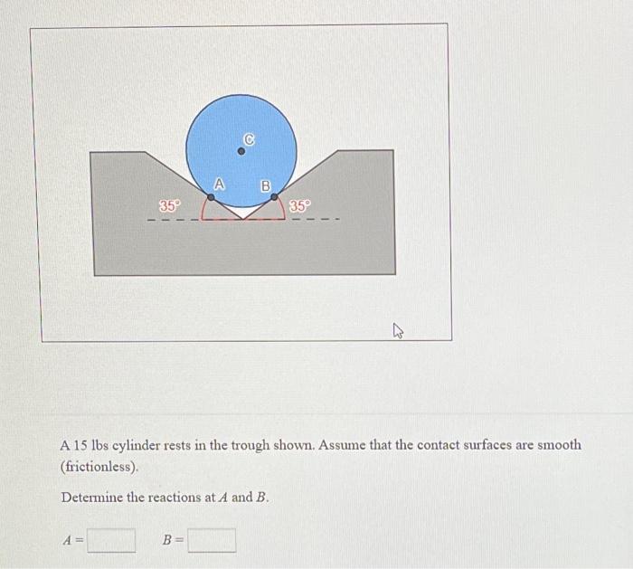 Solved A 15 lbs cylinder rests in the trough shown. Assume | Chegg.com