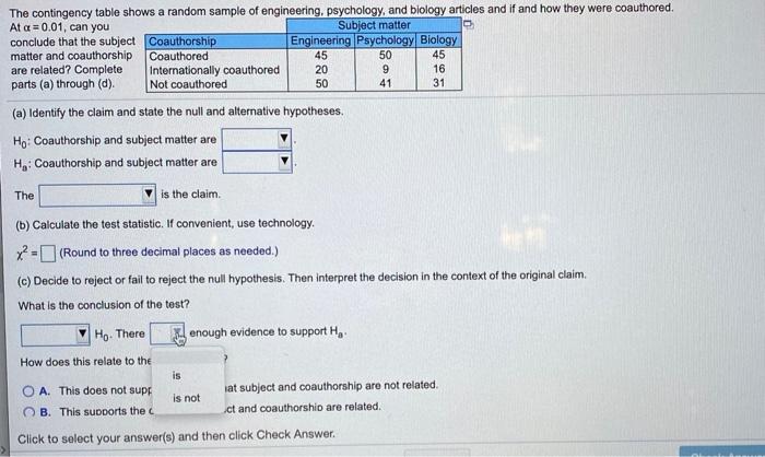 Solved The contingency table shows a random sample of | Chegg.com