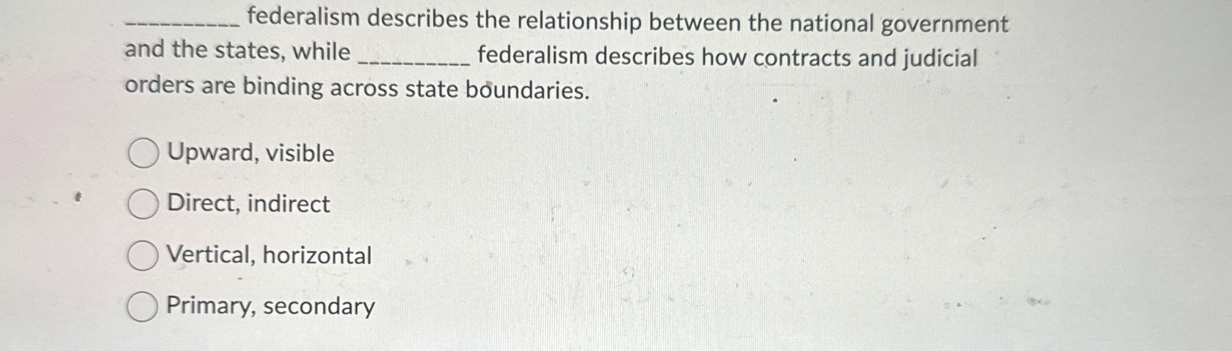 Solved federalism describes the relationship between the | Chegg.com