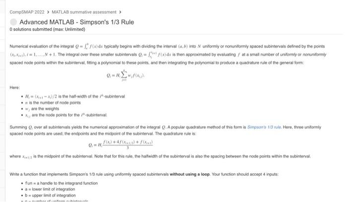 Solved CompSMAP 2022 > MATLAB summative assessment > | Chegg.com