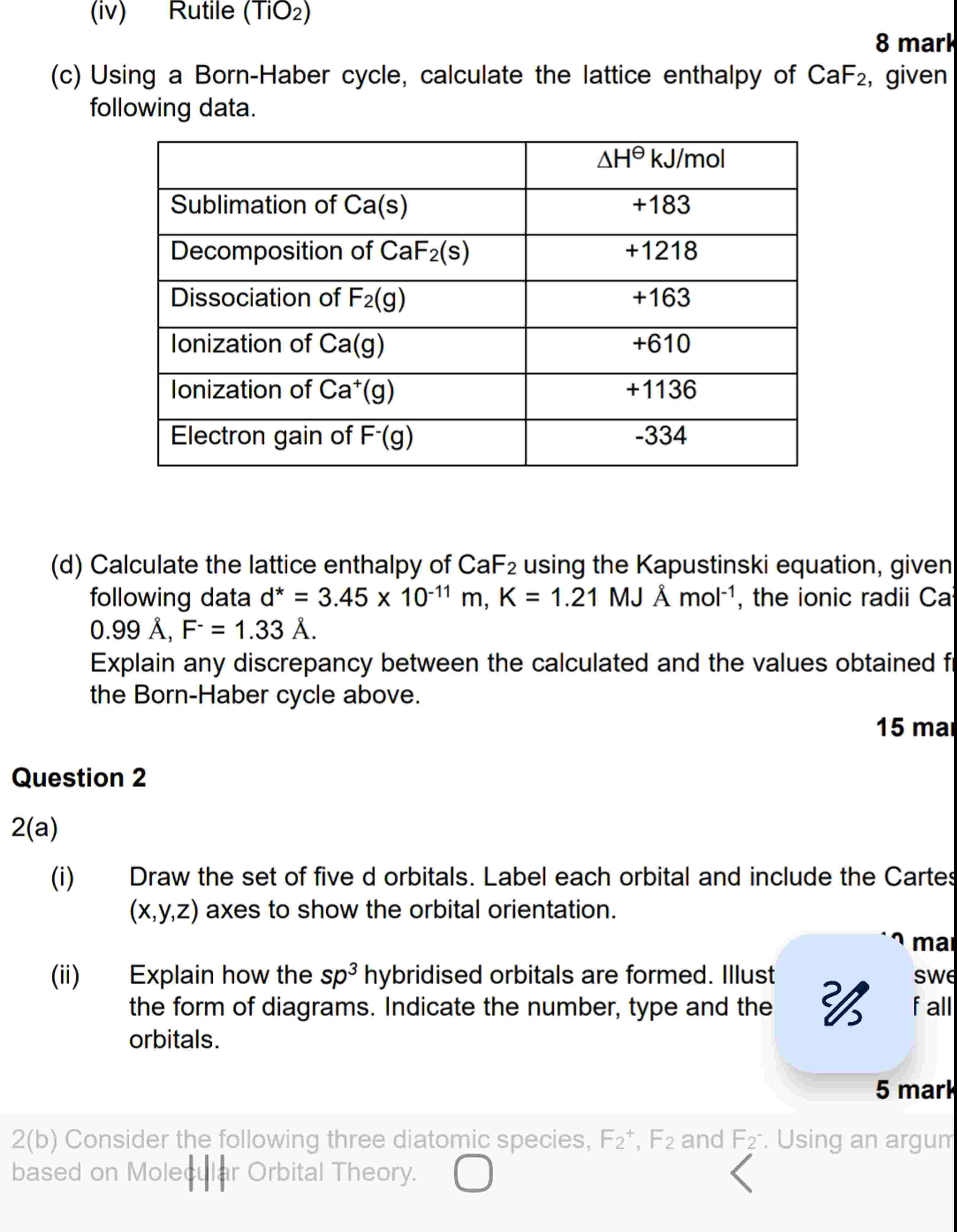 2(b) ﻿Consider the following three diatomic species, | Chegg.com
