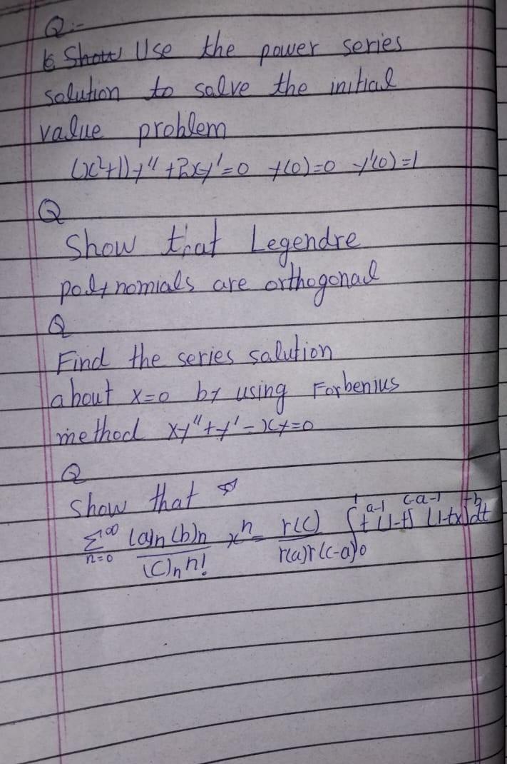 Solved 16 Shout Use the power series selution to salve the | Chegg.com