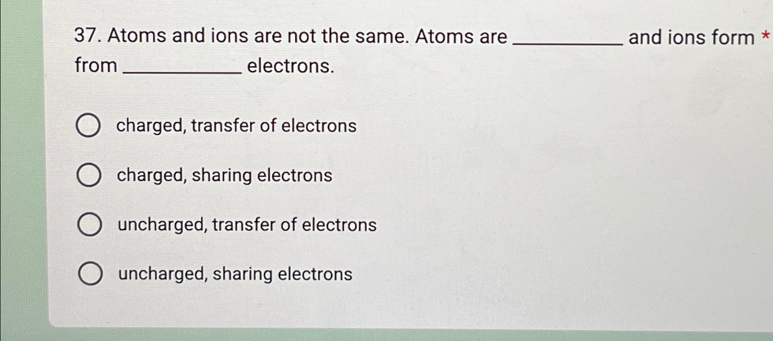 Solved Atoms and ions are not the same. Atoms are and ions | Chegg.com