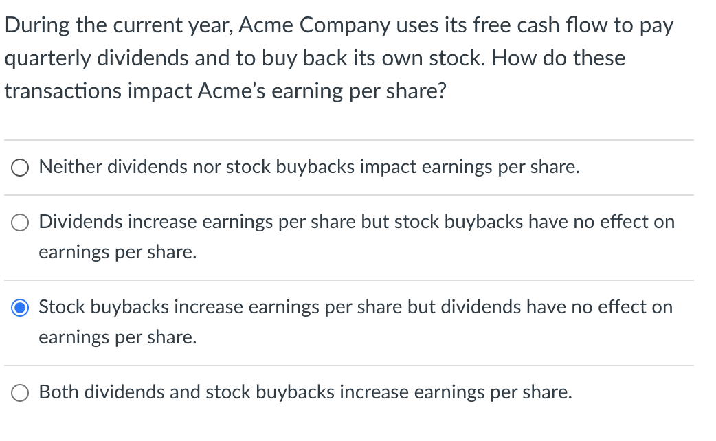 Solved During the current year, Acme Company uses its free | Chegg.com