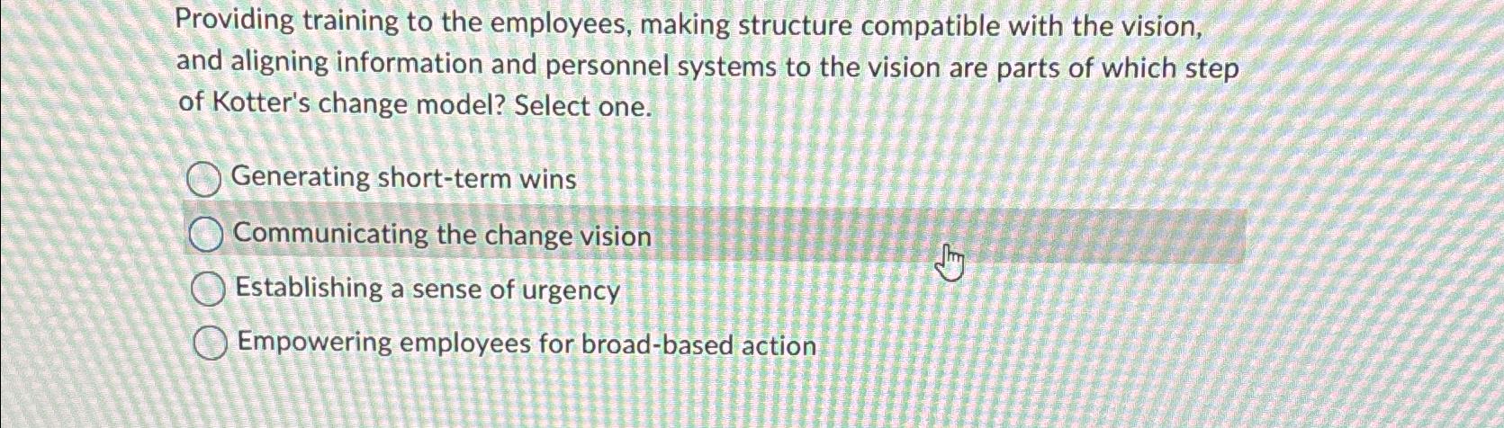Solved Providing training to the employees, making structure | Chegg.com