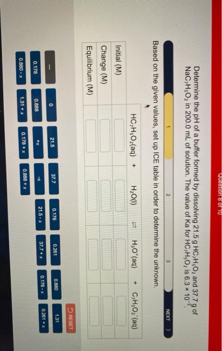 Solved Question of 10 Determine the pH of a buffer formed by | Chegg.com