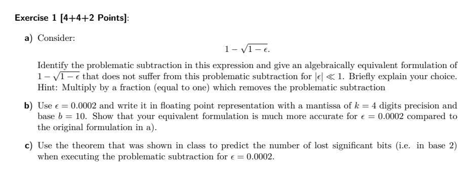 Solved Exercise Points]:a) ﻿Consider:1-1-εlon2. ﻿Identify | Chegg.com