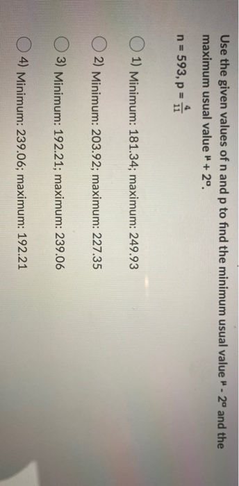 Solved Use The Given Values Of N And P To Find The Minimum