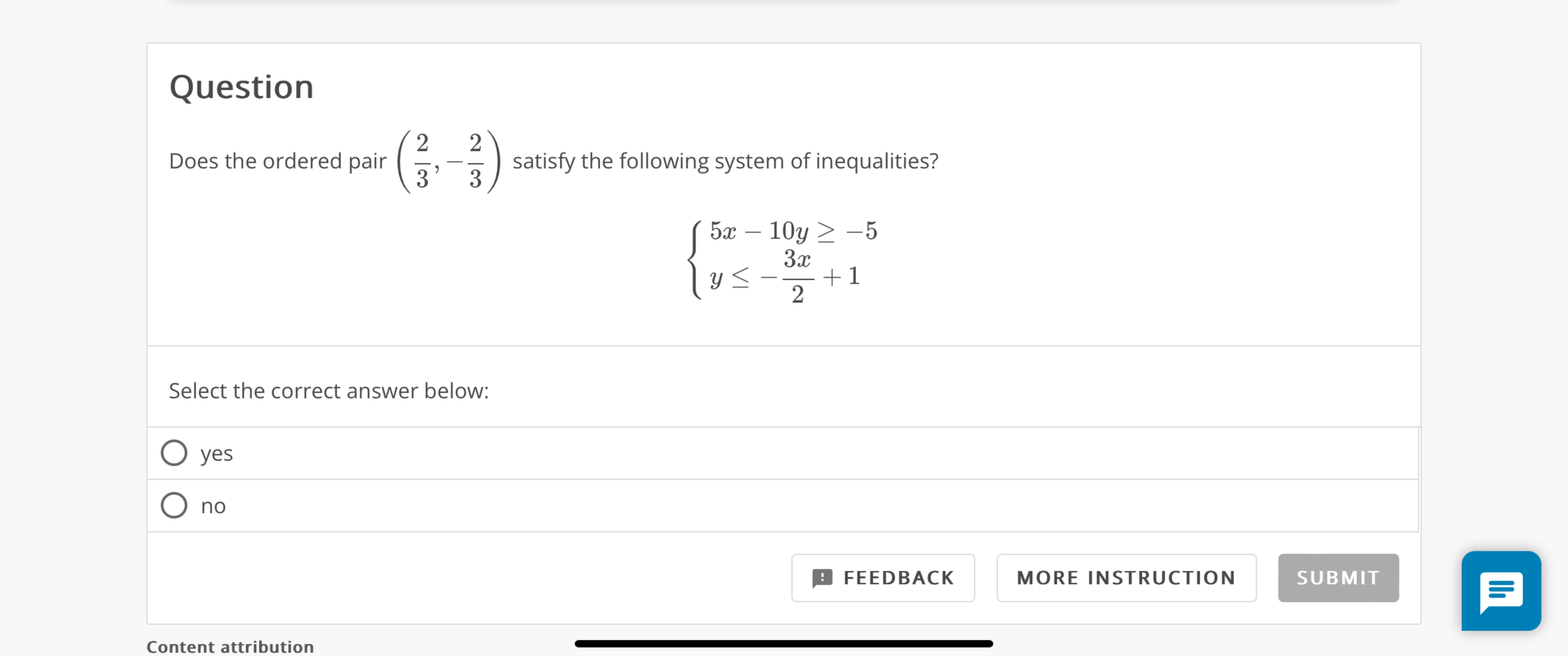 Solved QuestionDoes the ordered pair (23,-23) ﻿satisfy the | Chegg.com